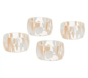 GODINGER Pink Terrazo Glass Napkin Ring Set - One-color