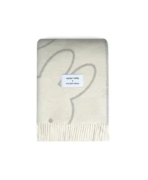 MAISON DEUX Miffy Blanket, 4.25' X 6.5 - Cloud White/grey Print