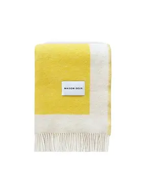 MAISON DEUX Color Block No.2 Blanket, 4.25' X 6.5 - Yellow/green And Lilac