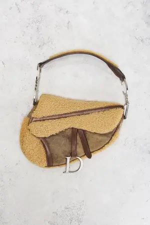 Dior Shearling Vintage Saddle Bag