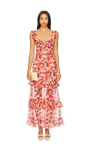 For Love & Lemons Ambrosia Maxi Dress - Red