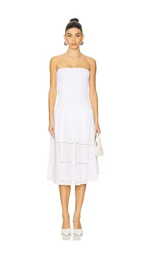 WeWoreWhat Ribbed Bodice Eyelet Midi Dress - White Multi