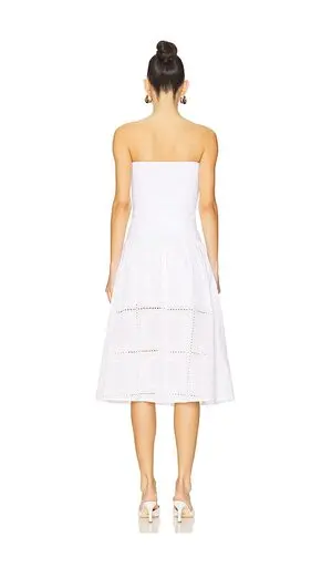 WeWoreWhat Ribbed Bodice Eyelet Midi Dress - White Multi