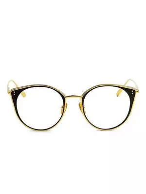 Linda Farrow Round Frame Eyeglasses - Gold