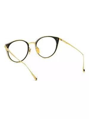 Linda Farrow Round Frame Eyeglasses - Gold