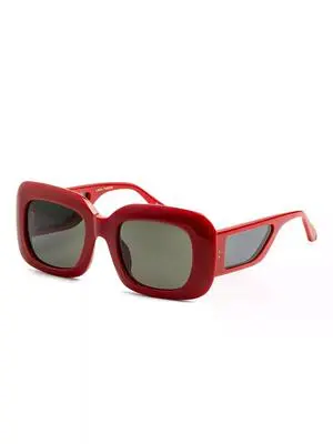 Linda Farrow Rectangle Frame Sunglasses - Red