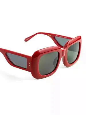 Linda Farrow Rectangle Frame Sunglasses - Red