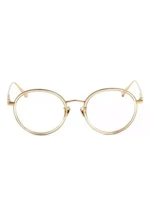 Linda Farrow Round Frame Glasses - Gold