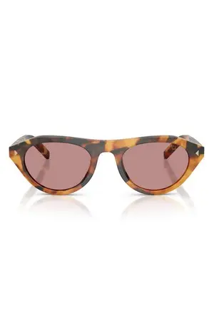 Prada 52mm Polarized Irregular Sunglasses - Cinnamon Tortoise/ Pink Polar
