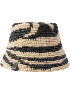 Zimmermann Zebra-jacquard Raffia Bucket Hat - Neutrals