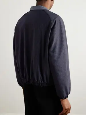 STOFFA Reversible Wool-seersucker And Poplin Bomber Jacket - Blue