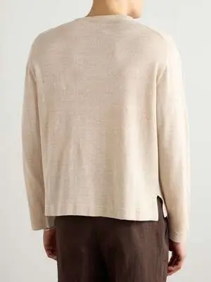 STOFFA Linen And Cotton-blend Sweater - Sand