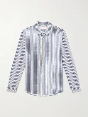 Orlebar Brown Giles Slim-fit Striped Lyocell Shirt - Blue