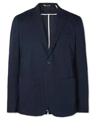 Oliver Spencer Theobald Slim-fit Unstructured Cotton Suit Jacket - Blue