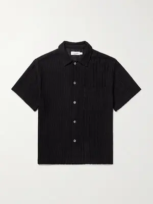 FRAME Striped Crocheted Shirt
