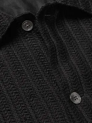 FRAME Striped Crocheted Shirt