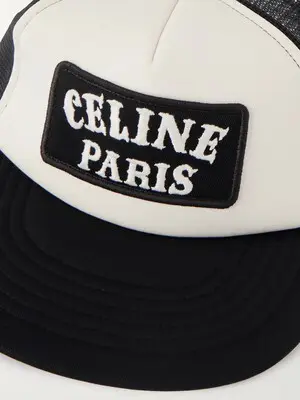 Celine Black White Cotton Hat #279915C68B Celine Paris Black White Logo Cotton Drill Baseball Cap Hat  main image 3