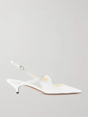 Proenza Schouler Slash Leather Slingback Pumps - White