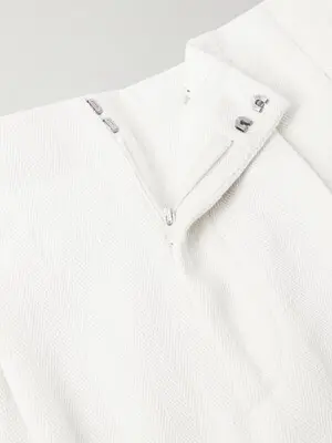 Brunello Cucinelli Straight-leg Pleated Cotton And Linen-blend Trousers