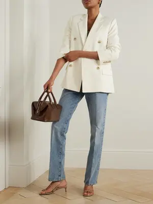 FRAME The Relaxed Everyday Double-breasted Woven Blazer
