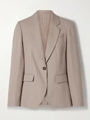 Brunello Cucinelli Single Breasted Twill Blazer - Neutrals