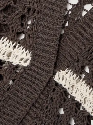 Brunello Cucinelli Striped Crocheted Jute-blend Cardigan