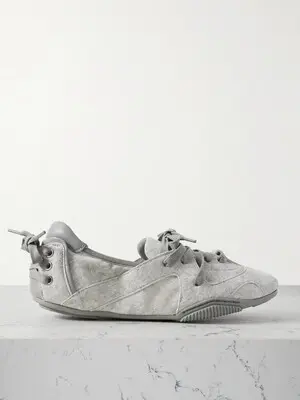 Acne Studios Leather-trimmed Suede Ballet Flats - Gray
