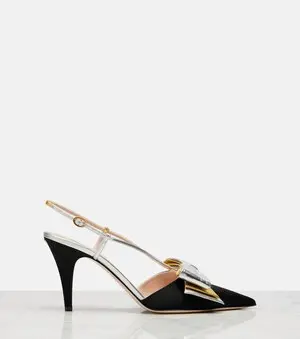 Valentino Garavani Bowow 85 Moiré Slingback Pumps - Black