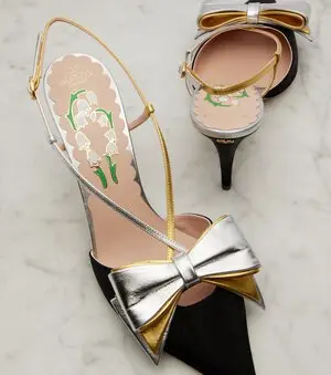 Valentino Garavani Bowow 85 Moiré Slingback Pumps - Black