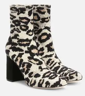 Miu Miu Leopard-print Jacquard Ankle Boots