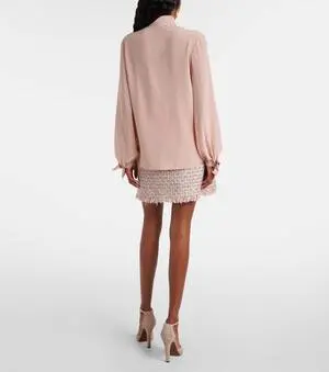 Valentino Garavani Bow-detail Silk Crêpe Blouse - Pink