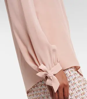 Valentino Garavani Bow-detail Silk Crêpe Blouse - Pink