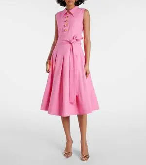Carolina Herrera Belted Twill Midi Dress