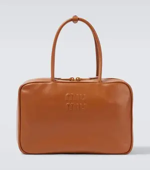 Miu Miu Beau Large Leather Tote Bag - Brown