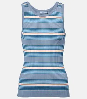 Prada Cotton Ribbed-knit Tank Top - Blue