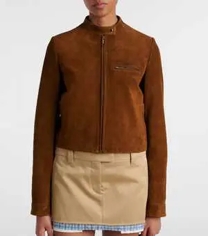 Miu Miu Suede Jacket - Brown
