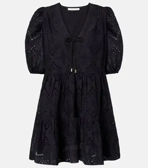 Heidi Klein Saint-tropez Broderie Anglaise Minidress - Black