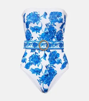 ALEXANDRA MIRO Whitney Belted Printed Swimsuit - Blue
