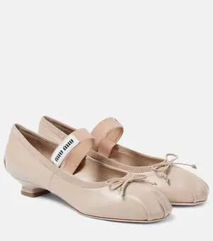 Miu Miu Leather Ballet Flats - Beige