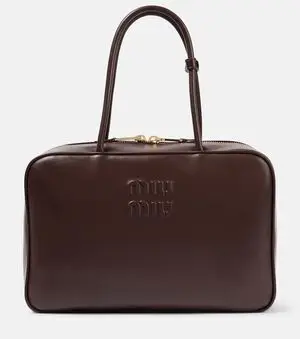 Miu Miu Beau Large Leather Tote Bag - Brown