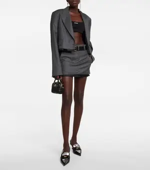 Miu Miu Cropped Virgin Wool Blazer
