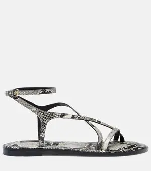 A.emery Edna Snake-effect Leather Sandals - Grey
