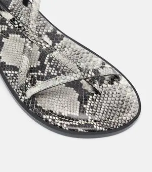 A.emery Edna Snake-effect Leather Sandals - Grey