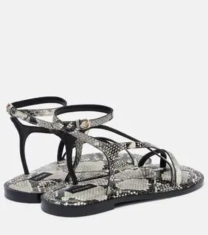 A.emery Edna Snake-effect Leather Sandals - Grey