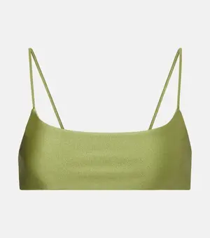 Jade Swim Jade Swim Muse Scoop Bikini Top In Ivory With Black Green