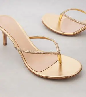GIANVITO ROSSI India 70 Leather Thong Sandals - Gold