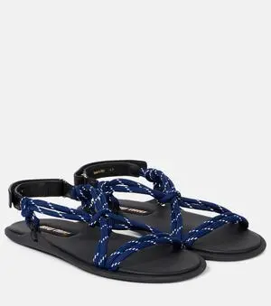 Miu Miu Rivière Leather-trimmed Sandals - Blue