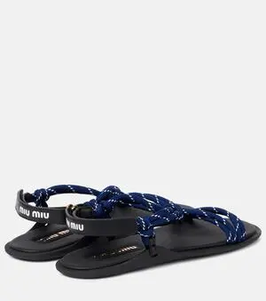 Miu Miu Rivière Leather-trimmed Sandals - Blue