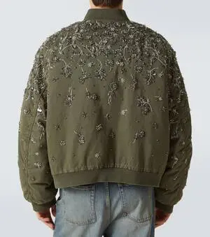Miu Miu Sequined Cotton Gabardine Bomber Jacket