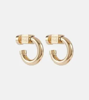 Miu Miu Logo Hoop Earrings - Gold